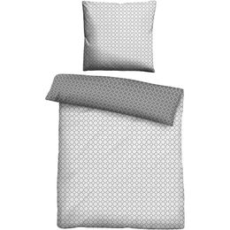 Biberna Wendebettw&auml;sche &raquo;Combinate in Gr. 135x200, 155x220 oder 200x200 cm&laquo; 2 Stk. Bettw&auml;sche aus Baumwolle, zeitlose Bettw&auml;sche mit Wendeoptik grau Mako-