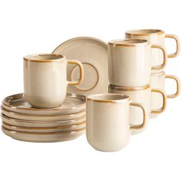 M&auml;ser M&Auml;SER Espressotasse &raquo;Cordelia, Espressotassen Set, aus Steinzeug&laquo; 12er Set, bestehend aus 6 Tassen und 6 Untertassen beige Steinzeug &Oslash; 5,5cm x 6,5cm, 