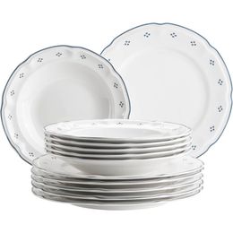 M&auml;ser M&Auml;SER Tafelservice &raquo;Lova&laquo; Teller Set, mit dekorativem Punktmuster wei&szlig; Porzellan 12 tlg.