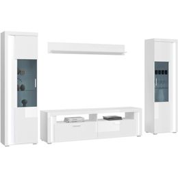 Home Affaire Wohnwand &raquo;Viborg, 4-teiliges Set, inkl. vertikaler Frontbeleuchtung, best. aus:&laquo; 4 Stk. tlg. wei&szlig; B/H/T: 351cmcm x 202cmcm x 46cmcm