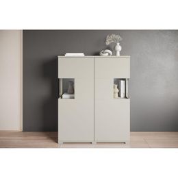 OTTO home Highboard &raquo;Kenia&laquo; 1 Stk. tlg. Modernes Highboard mit Glast&uuml;ren, Breite 100 cm beige B/H/T: 100cm x 120cm x 39,5cm, 2 Stk.