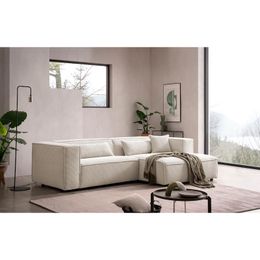 LeGer Home by Lena Gercke Ecksofa &raquo;PIARA Cord mit Kedernaht L-Form&laquo; wahlweise Ottomane rechts/links, schwarze F&uuml;&szlig;e, bequemer Sitzkomfort beige 100% 