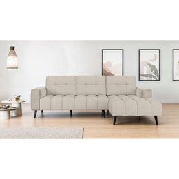 Home Affaire Ecksofa &raquo;SERINE mit Recamiere rechts/links bestellbar, Ma&szlig;e B/H/T 253/91/161 cm&laquo; L-Form mit Wellenunterfederung, 3 R&uuml;ckenkissen, ohne 