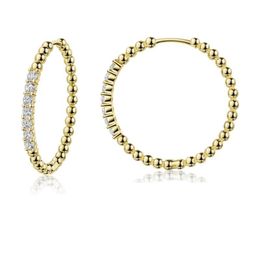 Firetti Damen Paar Creolen &raquo;Schmuck Geschenk Silber 925 Ohrringe im Kugeldesign&laquo; Made in Germany - mit Zirkonia (synth.) gold 25,5mm, Silber 925 (