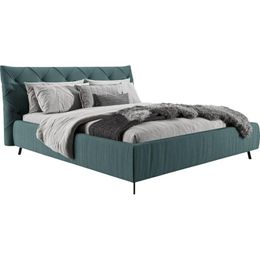 Home Affaire Polsterbett &raquo;Elloree, in 4 Breiten bis 200cm, auch in Leder&laquo; Kopfteilh&ouml;he 105 cm, belastbar bis 280 kg, auch in &Uuml;berl&auml;nge 220cm blau 100%