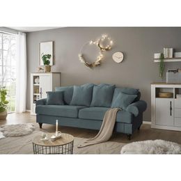 OTTO home 3,5-Sitzer &raquo;Westminster, Sofa im Landhausstil, Couch mit Zierkissen&laquo; Federkern-Polsterung, gedrechselter Fu&szlig;, hochwertiger Microfaserbezug 
