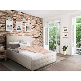 Home Affaire Polsterbett &raquo;Vaine&laquo; in 5 Breiten, auch in L&auml;nge 220 cm, incl. Roll-Lattenrost beige Samtoptik (100% Polyester) Liegefl&auml;che L&auml;nge B: 200cm