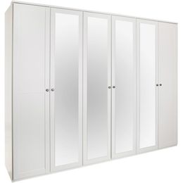 wimex Kleiderschrank &raquo;Chalet&laquo; mittig mit Spiegelt&uuml;ren wei&szlig; B/H/T: 270cm x 210cm x 58cm, T&uuml;ren: 6 Stk.
