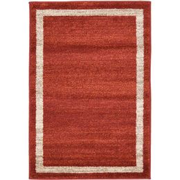 MyFlair Teppich &raquo;Good Times, LAGERR&Auml;UMUNG&laquo; rechteckig 13 mm H&ouml;he Kurzflor, gewebt, melierte Optik, mit Bord&uuml;re orange Polypropylen (PP) B : 66cm 1 Stk., 13mm,