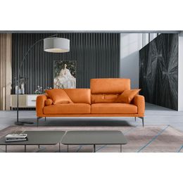 Egoitaliano 2,5-Sitzer &raquo;Masu, Designsofa mit erstklassigem Sitzkomfort, Breite 218cm&laquo; inkl. 2 Kissenrollen, R&uuml;ckenelemente manuell verstellbar, Metallf&uuml;&szlig;e orange 