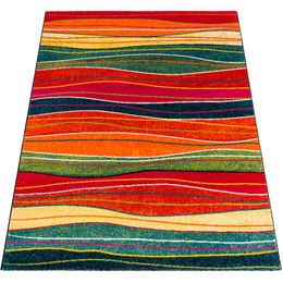 Paco Home Teppich &raquo;Canvas 773&laquo; rechteckig 16 mm H&ouml;he Kurzflor, moderner Streifen, ideal im Wohnzimmer & Schlafzimmer bunt Polypropylen (PP) B : 200cm 1 Stk., 