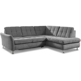 Die PlanBar Ecksofa &raquo;MP-IN20016 L-Form mit Kaltschaum-Polsterung&laquo; optional Kopfst&uuml;tzen & Schlaffunktion, mit Kaltschaum-Polsterung grau 100% Polyester