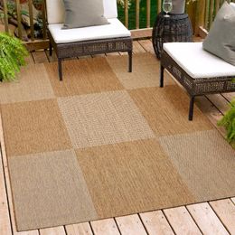 ANDIAMO Teppich &raquo;ARIZONA1&laquo; rechteckig 5 mm H&ouml;he Flachgewebe, kariertes Muster, In- und Outdoor geeignet, wetterfest braun Kunstfaser B : 60cm 1 Stk., 5mm, L: 
