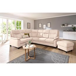 OTTO home Ecksofa &raquo;Boccaccio L-Form&laquo; mit Federkern, incl. Kopfteilverstellung, wahlweise Schlaffunktion beige Struktur weich (90% Polyester / 10% 