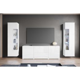 OTTO home Wohnwand &raquo;KENIA&laquo; Komplett-Set, 3 Stk. tlg. wei&szlig; Holzwerkstoff B/H/T: 270cmcm x 161cmcm x 34cmcm