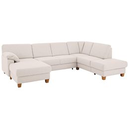 Home Affaire Wohnlandschaft &raquo;Belfort U-Form&laquo; mit Federkern, wahlweise mit Schlaffunktion und Stauraum beige Luxus-Microfaser Vintageoptik(100% 