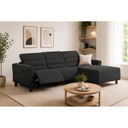 OTTO home Ecksofa &raquo;CARPARI Webstoff,L-Form,224 cm, man./elektr. Relaxfunktion&laquo; (USB A/C), sowie Kopfteilverstellung grau B/H/T: 263cm x 97cm x 179cm, 
