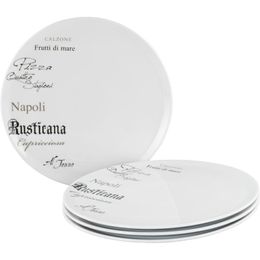 Creatable Pizzateller &raquo;Europa Gustoso, Pizzateller 33 cm 4-tlg&laquo; Teller Set, Vielseitig einsetzbar, Dezente Dekoranlage wei&szlig; Porzellan 33cm