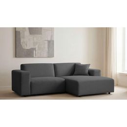 OTTO home Ecksofa &raquo;Naddine&laquo; B. 228 cm, L-Form, Strukturstoff M&eacute;lange-Effekt, Wellenunterfederung grau 100% Polyester B/H/T: 228cm x 75cm x 156cm, 