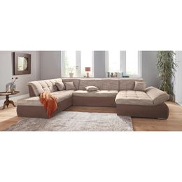 DOMO collection Wohnlandschaft &raquo;PB MORIC wahlweise mit Bettfunktion und Armteilverstellung U-Form&laquo; XXL-Format B/T/H: 353/216/80 cm, feine Steppung, 