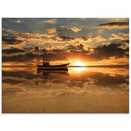 Artland Glasbild &raquo;Das Fischerboot im Sonnenuntergang&laquo; Boote & Schiffe 1 Stk. tlg. in verschiedenen Gr&ouml;&szlig;en orange B/H/T: 80cm x 60cm, Glasbild Boote & Schiffe 