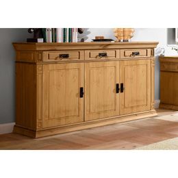 OTTO home Sideboard &raquo;Vinales&laquo; B/T/H: 155/39/83 cm, Kommode, Breite 158 cm beige Massivholz B/H/T: 158cm x 83cm x 39cm, Fachma&szlig;e schmal (B/T/H): 46/32/