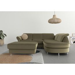 Sit & More sit&more Ecksofa &raquo;Apulia L-Form&laquo; wahlweise Schlaffunktion, Bettkasten und Kopf- und Armteilverstellung gr&uuml;n Webstoff (100% Polyester);Struktur weich (