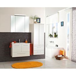 Badm&ouml;bel-Set &raquo;Quickset 341 3-teilig, Keramik-Waschtisch und LED-Spiegelschrank&laquo; Set, 3 Stk. tlg. wei&szlig; Holzwerkstoff, Keramik, MDF B/H/T: 130cmcm x 