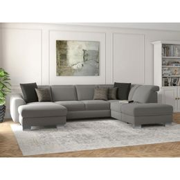 Sit & More sit&more Wohnlandschaft &raquo;Dundee U-Form&laquo; mit Federkern und Edelstahlf&uuml;&szlig;en, wahlweise mit Kopfteilverstellung grau B/H/T: 338cm x 86cm x 219cm, Struktur