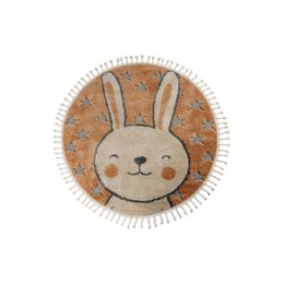 Kayoom Kinderteppich &raquo;Modena 415&laquo; rund 11 mm H&ouml;he auch in rund, Kurzflor, Hoch Tief, mit Fransen Polypropylen &Oslash; 133cm 1 Stk., 11mm, &Oslash; 133cm