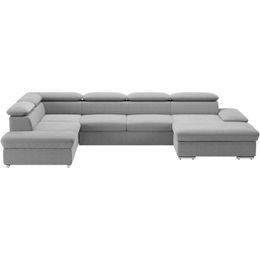 Sit & More sit&more Wohnlandschaft &raquo;Valantine U-Form, B: 349 cm&laquo; mit Arm- & Kopfteilverstellung, optional mit Schlaffunktion grau 100% Polyester B/H/T: 349cm x 