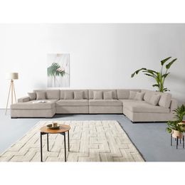 Home Affaire Wohnlandschaft &raquo;Skara XXL U-Form&laquo; Lounge-Sofa XXL mit Federkern-Polsterung, in vielen Bezugsvarianten beige 100% Polyester B/H/T: 510cm x