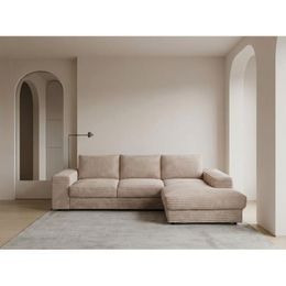 WERK2 Ecksofa &raquo;Rozzana 280 x 190 cm modern und bequem&laquo; Breitcord, L-Form, XXL beige 100% PES B/H/T: 280cm x 86cm x 190cm, Breitcord, Ottomane rechts