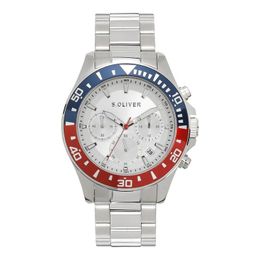 s.Oliver Herren s.Oliver Chronograph &raquo;Solid Chrono&laquo; Quarzuhr, Armbanduhr, Herrenuhr, Edelstahlarmband, analog, Tag silber Einheitsgr&ouml;&szlig;e