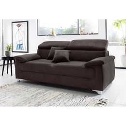 DOMO collection 2,5-Sitzer &raquo;Mira inklusive Kopfteilverstellung f&uuml;r mehr Wohlf&uuml;hlkomfort&laquo; elegant und modern, komfortabel, frei im Raum stellbar braun 
