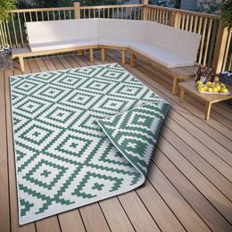 OTTO home Teppich &raquo;Ronda Wendeteppich&laquo; rechteckig 5 mm H&ouml;he Sisal-Optik, Flachgewebe, In- und Outdoor, geometrisches Boho Design gr&uuml;n Kunstfaser B : 