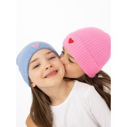 Zwillingsherz Jungen Beanie &raquo;"Heart-Patch"&laquo; Kids-Kaschmir M&uuml;tze mit Herzpatch bunt Einheitsgr&ouml;&szlig;e