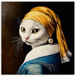 Artland Wandbild &raquo;Die Katze mit dem Perlenohrring&laquo; Animal Fantasy 1 Stk. tlg. als Alubild, Leinwandbild, Poster, Wandaufkleber in verschied. Gr&ouml;&szlig;en gelb 