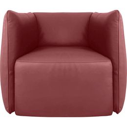 Egoitaliano Sessel &raquo;Ludo Loungesessel, Designsessel, Clubsessel, elegant und zeitlos&laquo; mit tollem Sitzkomfort, Solit&auml;rsessel rot Leder &raquo;BULL&laquo; (echtes Rindsleder). 