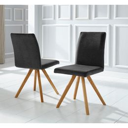 Home Affaire Schalenstuhl &raquo;Rio&laquo; (Set) 2 Stk.Bezug in Kunstleder oder Strukturstoff und das Gestell ist Eiche ge&ouml;lt schwarz Polyester B/H/T: 46cm x 