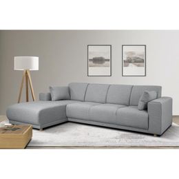 OTTO home Ecksofa &raquo;LEMPS wahlweise Recamiere links oder rechts L-Form&laquo; incl. Zierkissen, Stellma&szlig;e 297x162 cm grau 100% Polyester B/H/T: 297cm x 85cm 