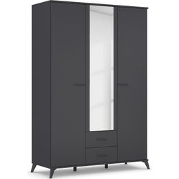 Rauch Dreht&uuml;renschrank &raquo;Lucena&laquo; mit schr&auml;g ausgestellten F&uuml;&szlig;en im Monochrom-Stil, mit Spiegel grau Holzwerkstoff B/H/T: 140cm x 203cm x 54cm