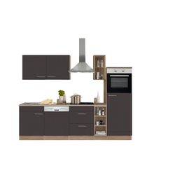 Optifit K&uuml;chenzeile &raquo;Kalmar&laquo; Breite 270 cm, wahlweise mit E-Ger&auml;ten, mit Arbeitsplatte grau B/H/T: 270cm x 60cm, ohne E-Ger&auml;te