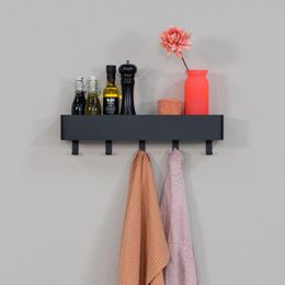 SPINDER DESIGN Garderobenhaken &raquo;Multi 5&laquo; 2-in-1 Wandregal + Garderobe schwarz Stahl B/H/T: 52cm x 13cm x 10cm