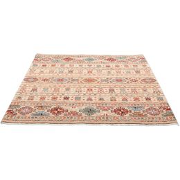 Theko Wollteppich &raquo;Saharna 7684&laquo; rechteckig 12 mm H&ouml;he Kurzflor, Orient Optik, reine Wolle, mit Fransen, Wohnzimmer beige Schurwolle B : 60cm 1 Stk., 