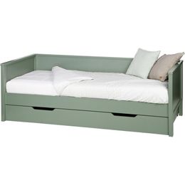 Woood Bettgestell &raquo;Nikki FSC -Kiefernholz geb&uuml;rstet, H 73 x B 208 x D 100 cm&laquo; Matratzenma&szlig; 90x200 cm, Schublade optional, mit akzentuierter Maserung 