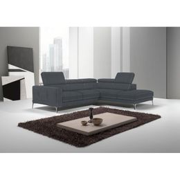Egoitaliano Ecksofa &raquo;Claudie, Designsofa mit extrakomfortablem Sitzkomfort, L-Form&laquo; Inkl. Kopfteilverstellung, L-Form grau Luxus-Microfaser (100% Polyester) Leder