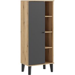 Home Affaire Stauraumschrank &raquo;Oslo, Badschrank mit Knopfgriff, Hochschrank im skandinavischen Design&laquo; in der T&uuml;rfarbe Wei&szlig; oder Grau verf&uuml;gbar, 