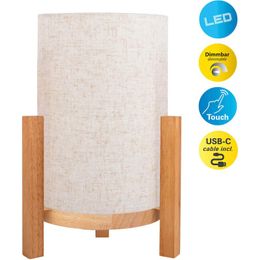 N&auml;ve n&auml;ve LED Tischleuchte &raquo;Madita&laquo; LED-Modul 1 Stk. Warmwei&szlig; Akkubetrieb, inkl. USB-C-Kabel, Holzgestell, Textilschirm, dimmbar beige 1, &Oslash; 18cm H: 32cm, 1