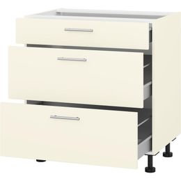 KOCHSTATION Herdumbauschrank &raquo;"KS-Scafa"&laquo; Breite 90 cm, mit zwei Ausz&uuml;gen und einem Schubkasten beige magnolia, B/H/T: 90cm x 75cm x 56cm, Schubladen: